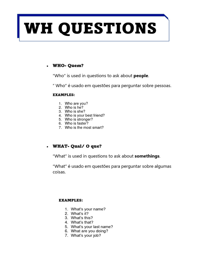 WHs Questions- PDF | PDF