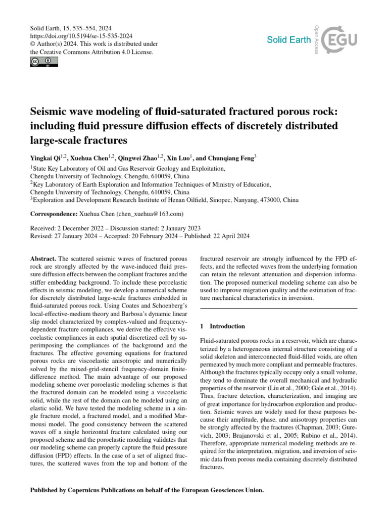 Seismic Wave Modeling Of Fluid Saturated Fractured Porous Rock Including Fluid Pressure Pdf