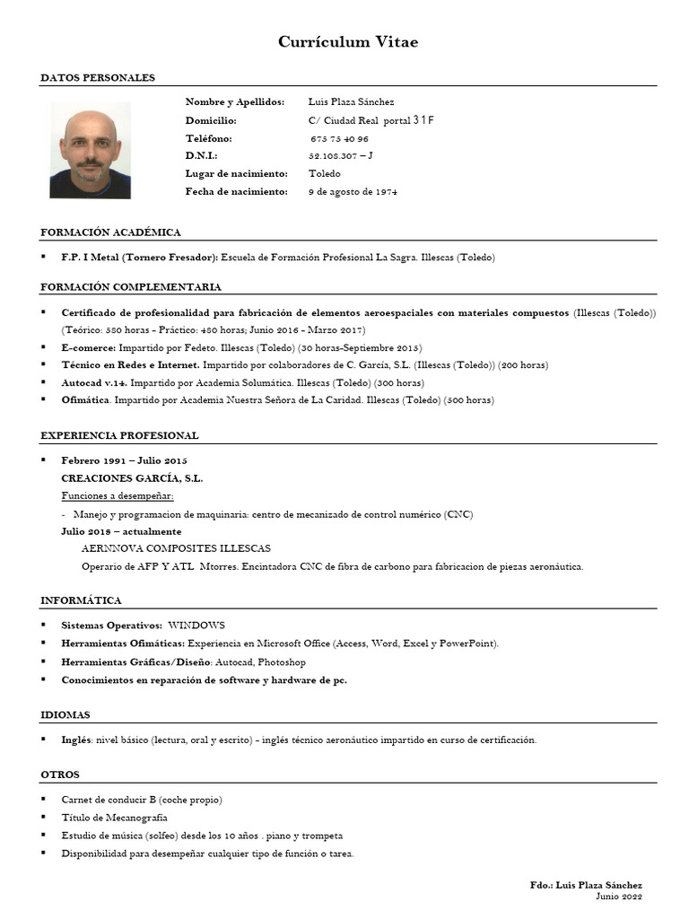 CV luis 2022 | Descargar gratis PDF | Control numerico | Informática