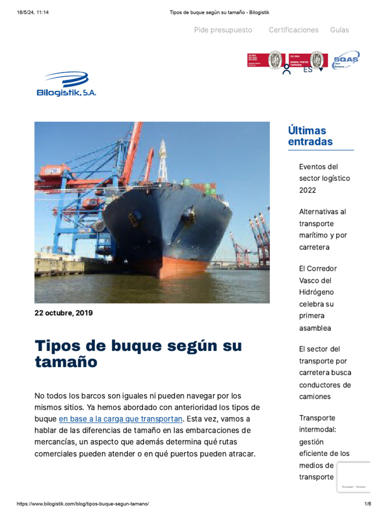 Tipos de Buque Según Su Tamaño | PDF | Construcción naval | Envío