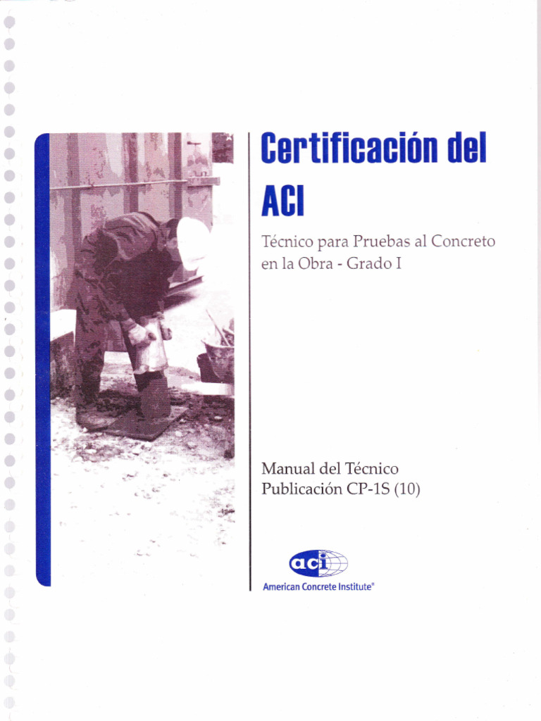 Manual del Técnico ACI Grado I | PDF | Hormigón | Science