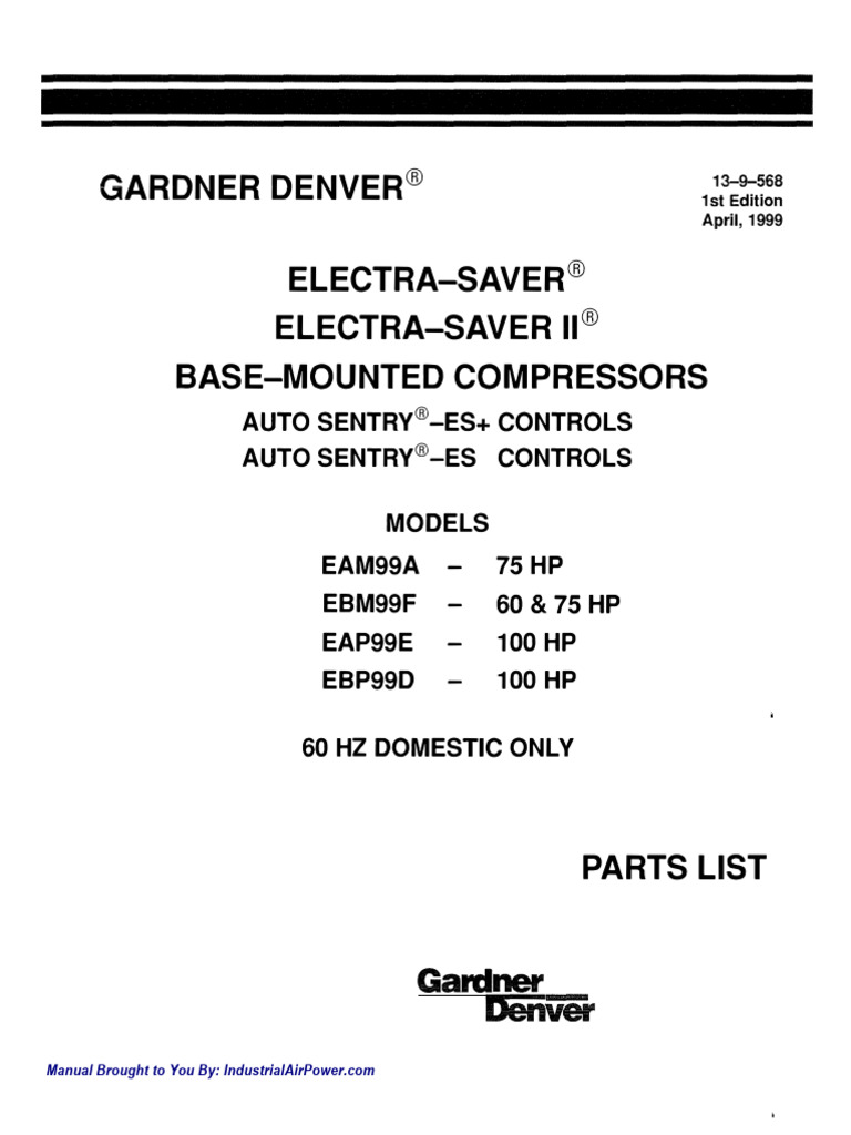 Gardner Denver Compressor Parts Manual | PDF