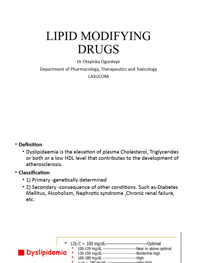 Lipid Modifying Drugs | Download Free PDF | Cholesterol ...
