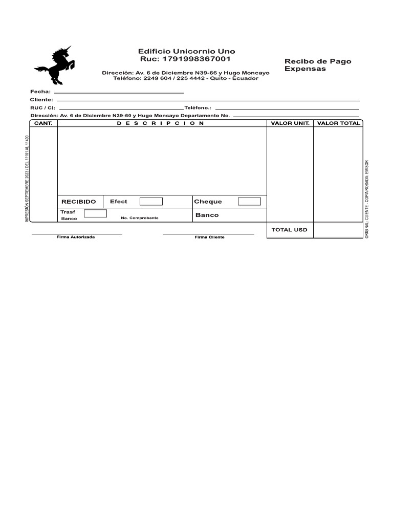 Edificio Unicornio Recibo de Pago Ingreso | PDF
