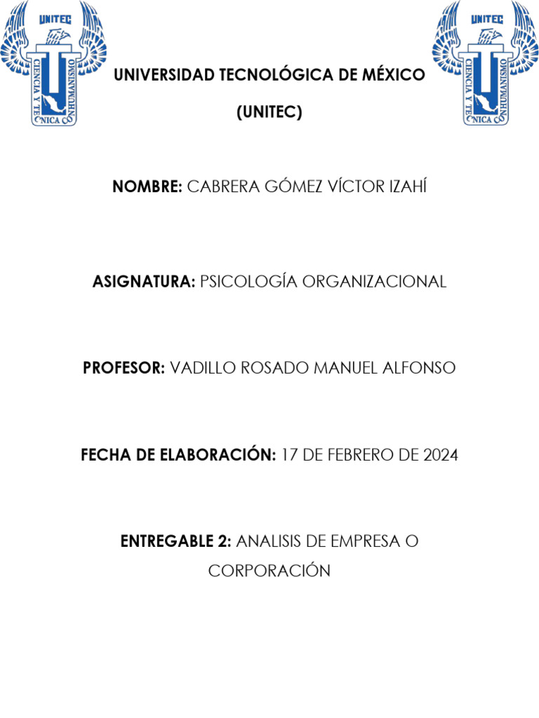 Entregable2 PsicologíaOrganizacional CabreraGómezVíctorIzahí | PDF | Crecimiento personal y ...