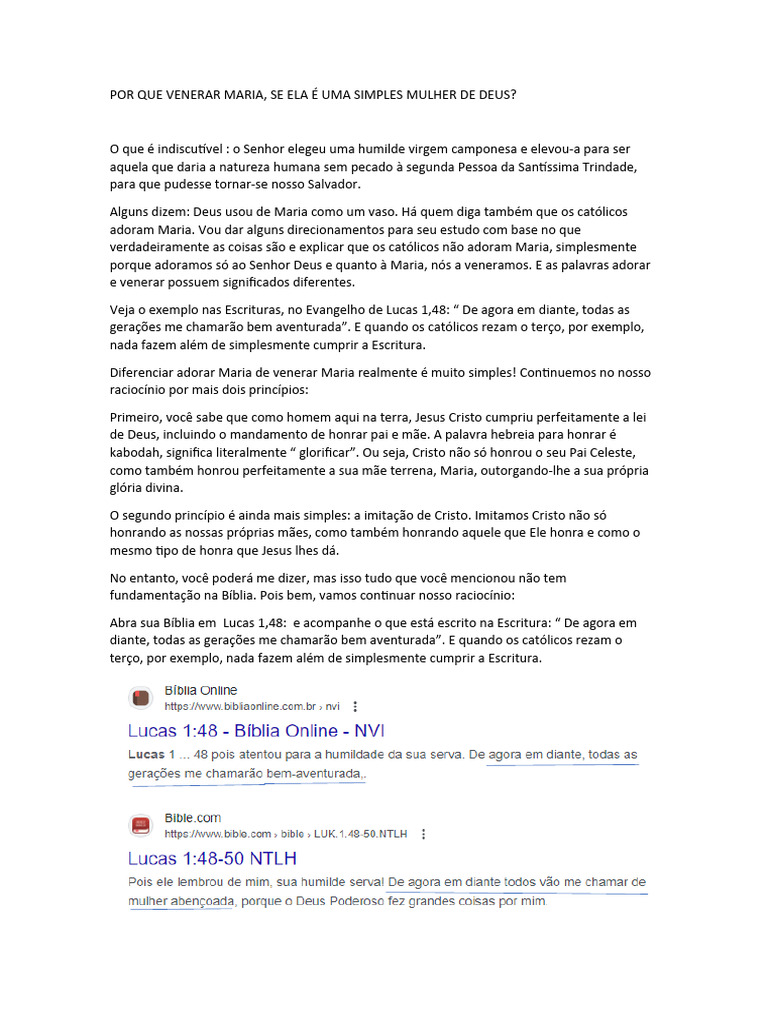 Por Que Venerar Maria | PDF | Maria, mãe de Jesus | Jesus