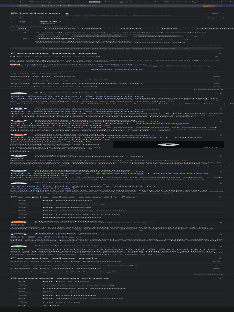 Comprehensive 'Bit' Definitions | PDF | Bit | Information