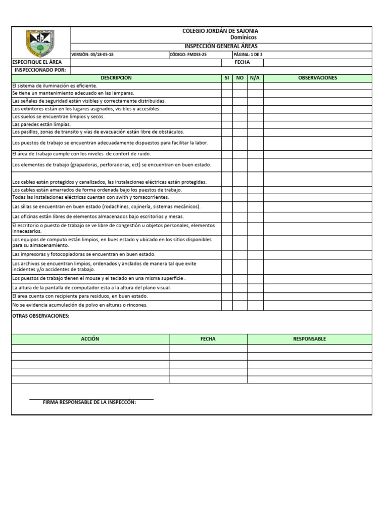 FMDSS 25 Inspección General de Áreas V.3 | PDF