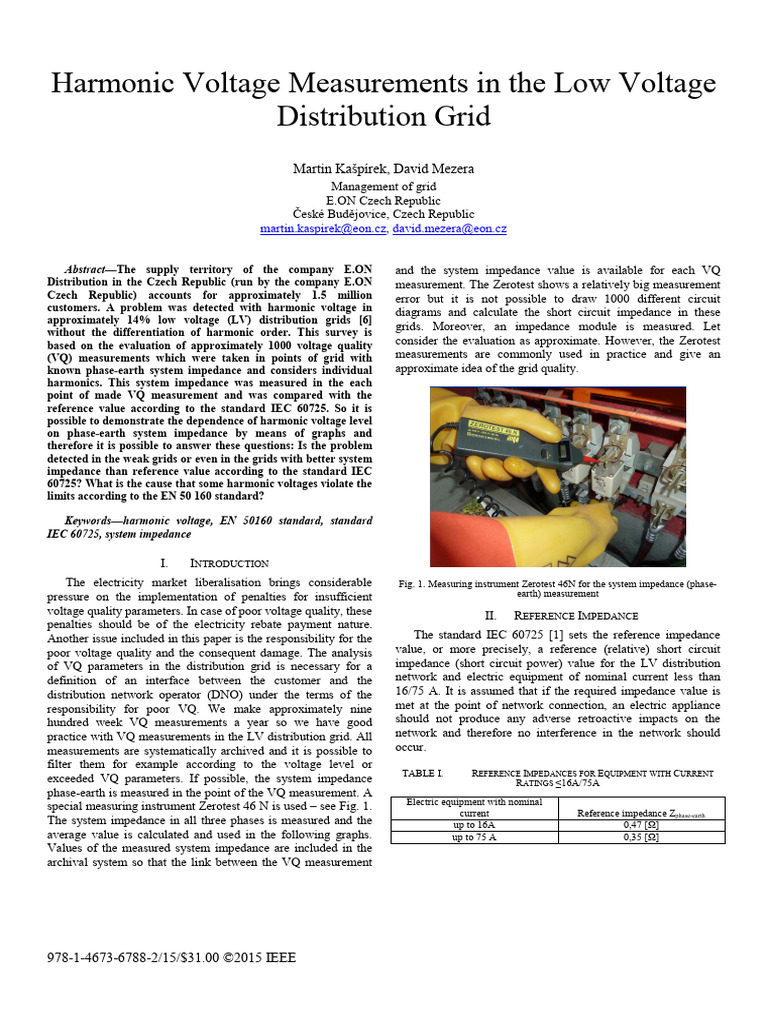 (Paper) (IEEE) (Qualidade Energia) (Harmônicos) Harmonic Voltage Measurements in The Low Voltage ...