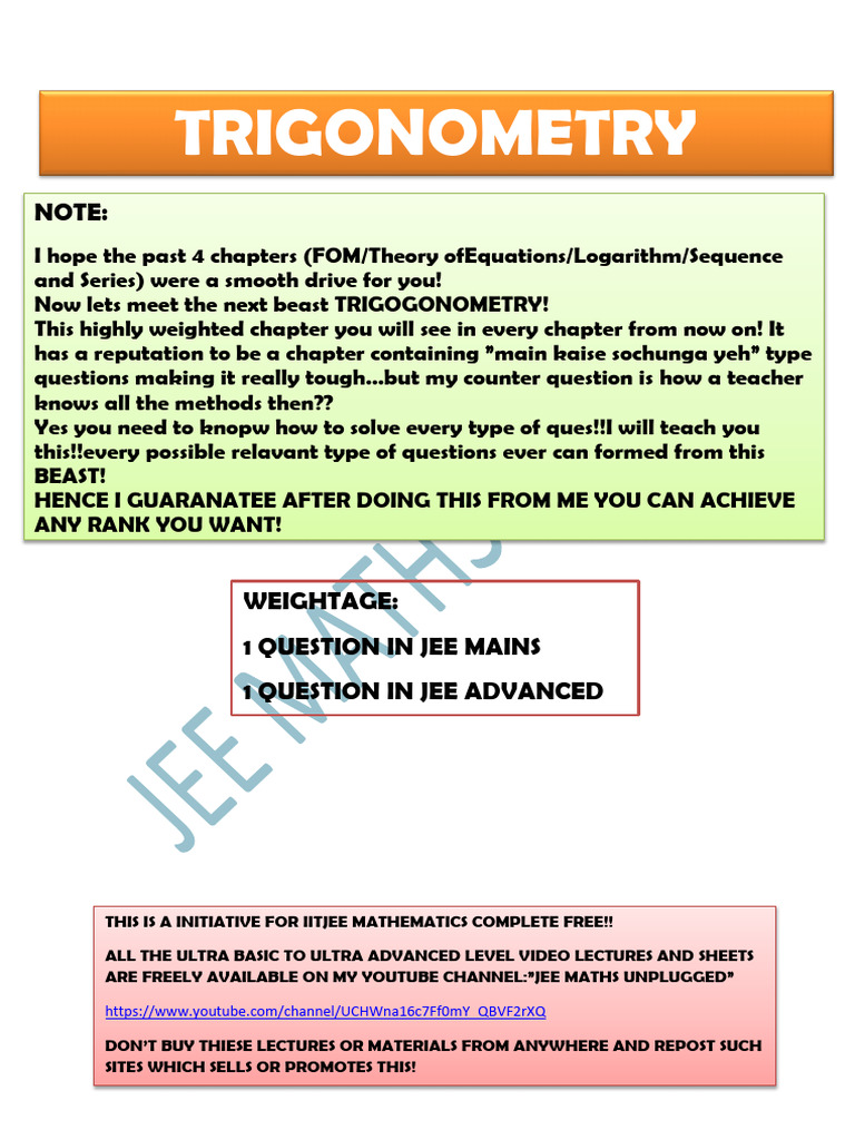 01.trigonometry (Standard Practice Sheet) | PDF | Mathematics