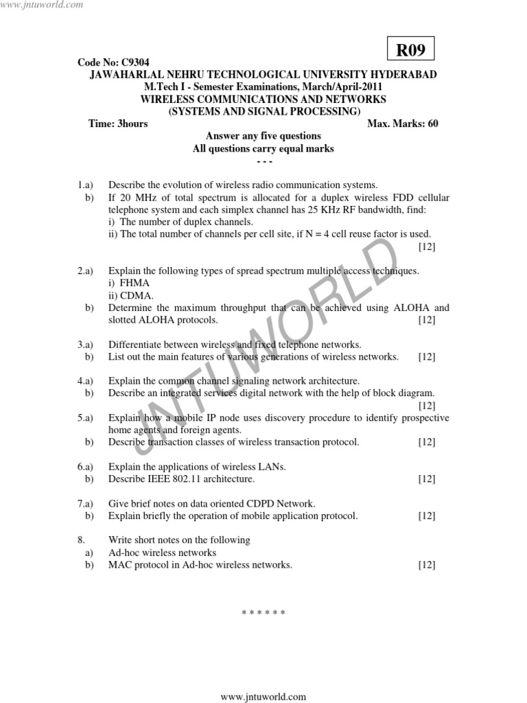 R09-Wireless Communications and Networks | Download Free PDF | Computer Network | Cellular Network