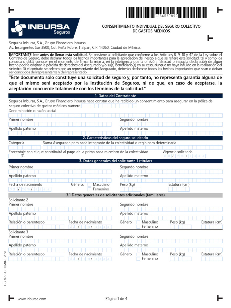 INBURSA - Consentimiento GMMC | Descargar gratis PDF | Seguro | Póliza de seguros
