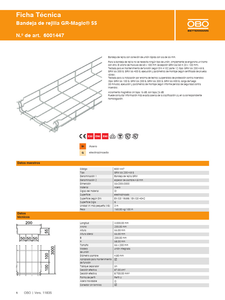 Bandeja Portacable - 55 - 200 | PDF