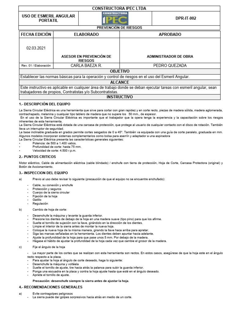 Drp-It-002 Uso Esmeril Angular Portatil | Descargar gratis PDF ... Drp-It-002 Uso Esmeril Angular Portatil | Descargar gratis PDF ...