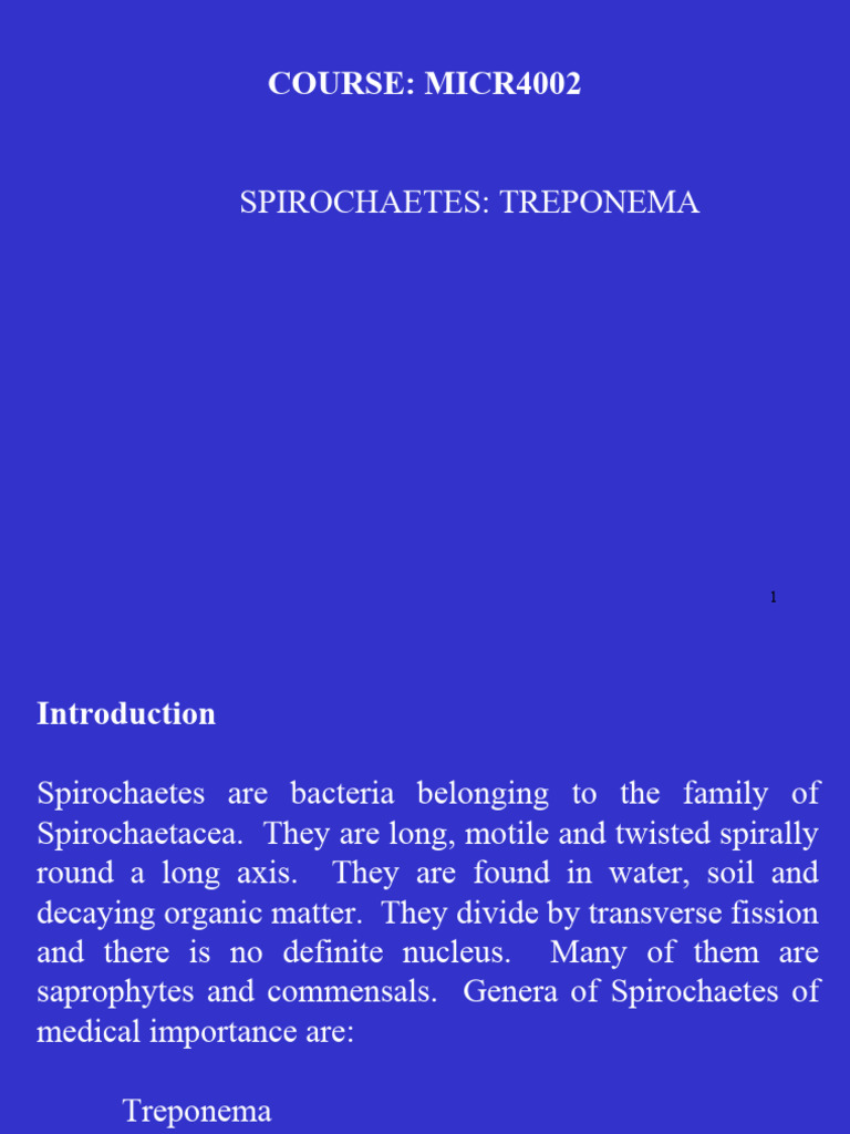 Overview of Treponema and Syphilis | PDF | Infection | Antibody