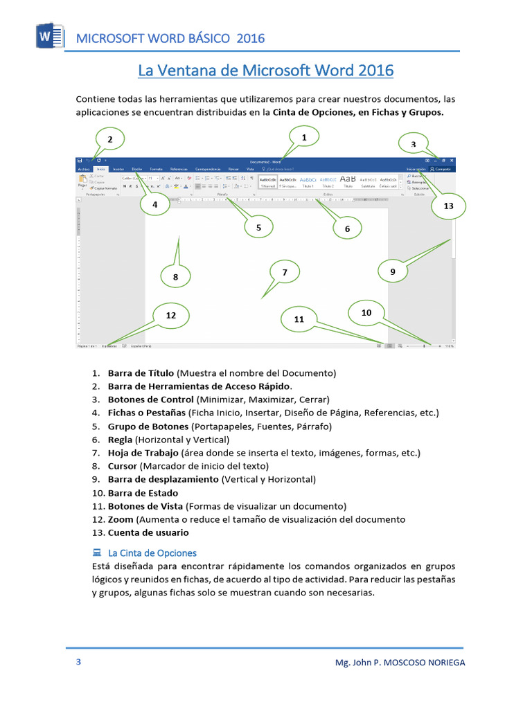 Guía Básica de Microsoft Word 2016 | PDF | Ventana (informática)