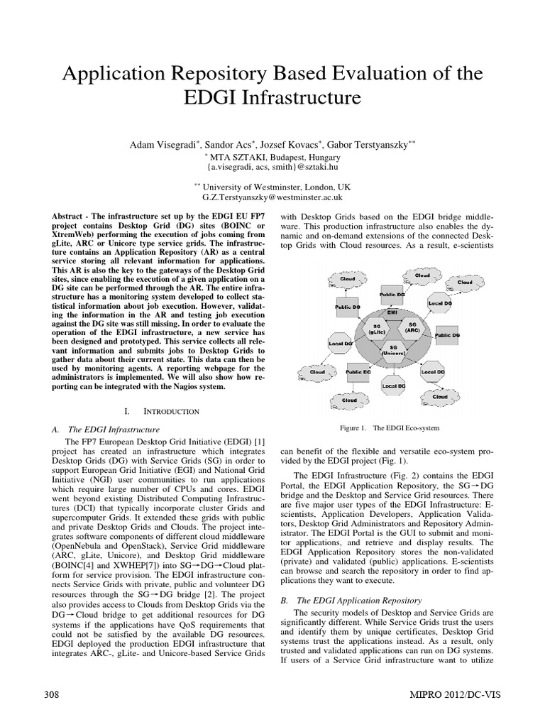 AR Based Evaluation of The EDGI Infrastructure | Download Free PDF | Grid Computing | Software ...