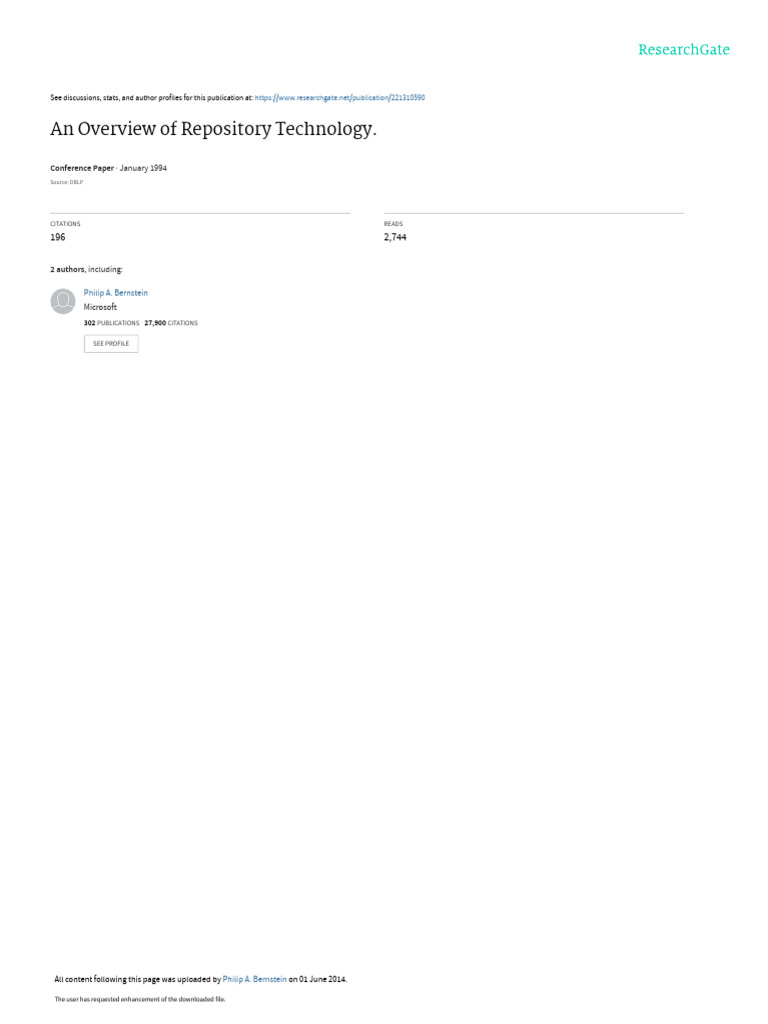 An Overview of Repository Technology | PDF | Databases | Relational Database
