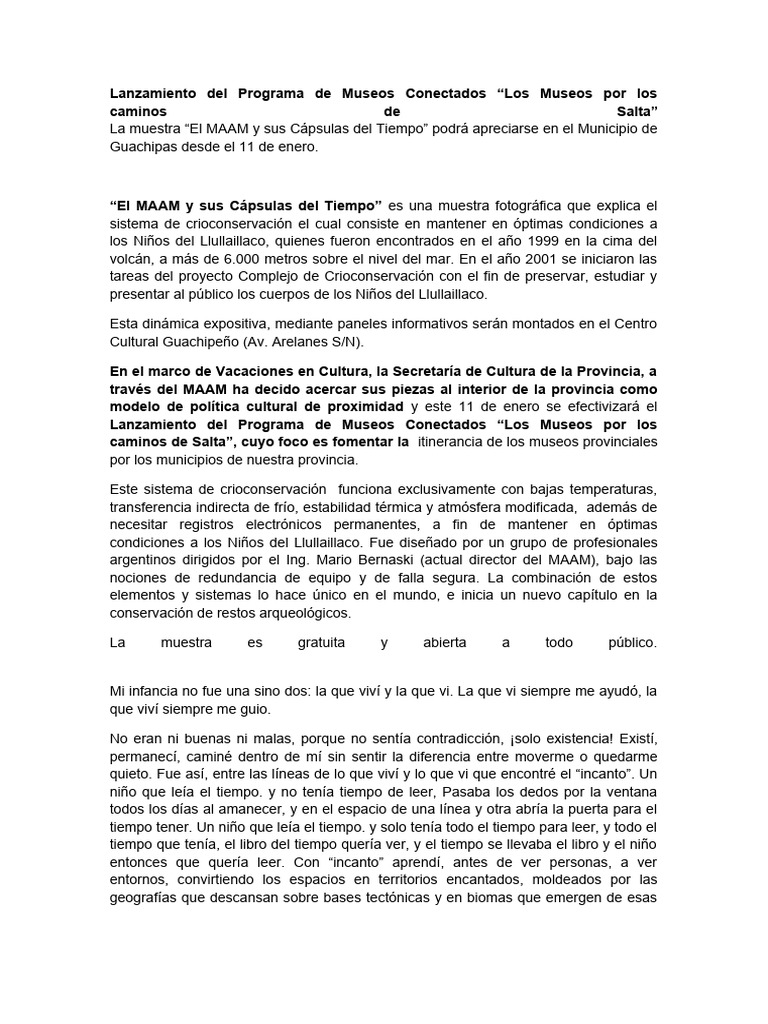 Lanzamiento Del Programa de Museos Conectados | PDF