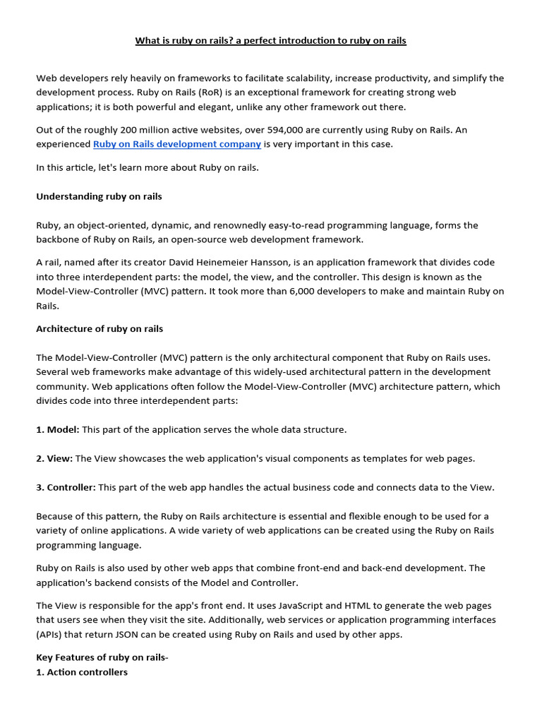 Ruby on Rails for Web Developers | PDF | Ruby On Rails | Model–View ...