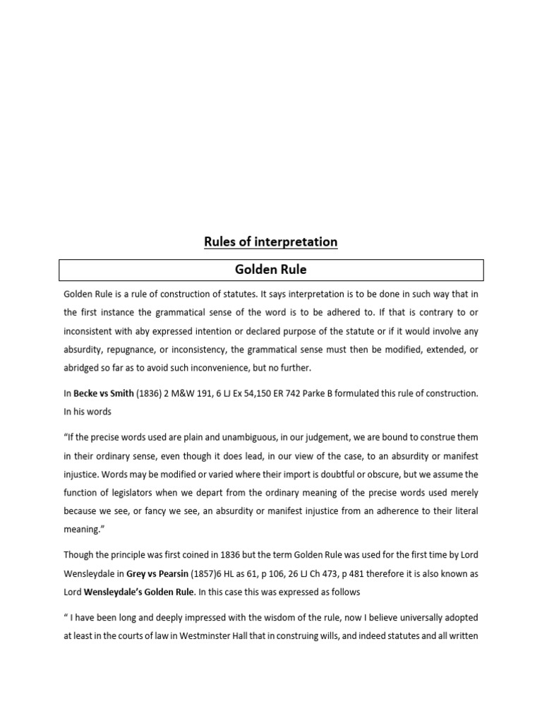 Golden Rule | PDF | Statutory Interpretation | Governance