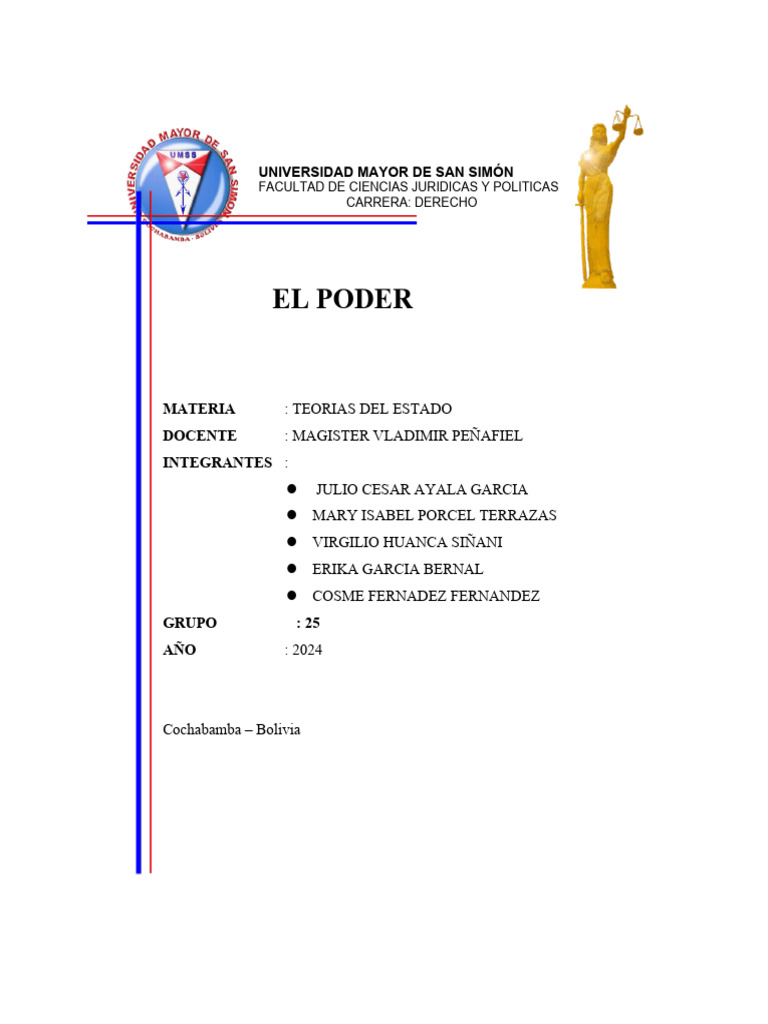 INFORME DEL TEMA DEL PODER - Docx1 | PDF | Estado (política) | Constitución