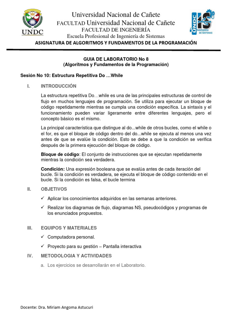 Guia Lab8 AFP Sem10 Estructura Repetitiva Do ... While | PDF | Programación de computadoras ...