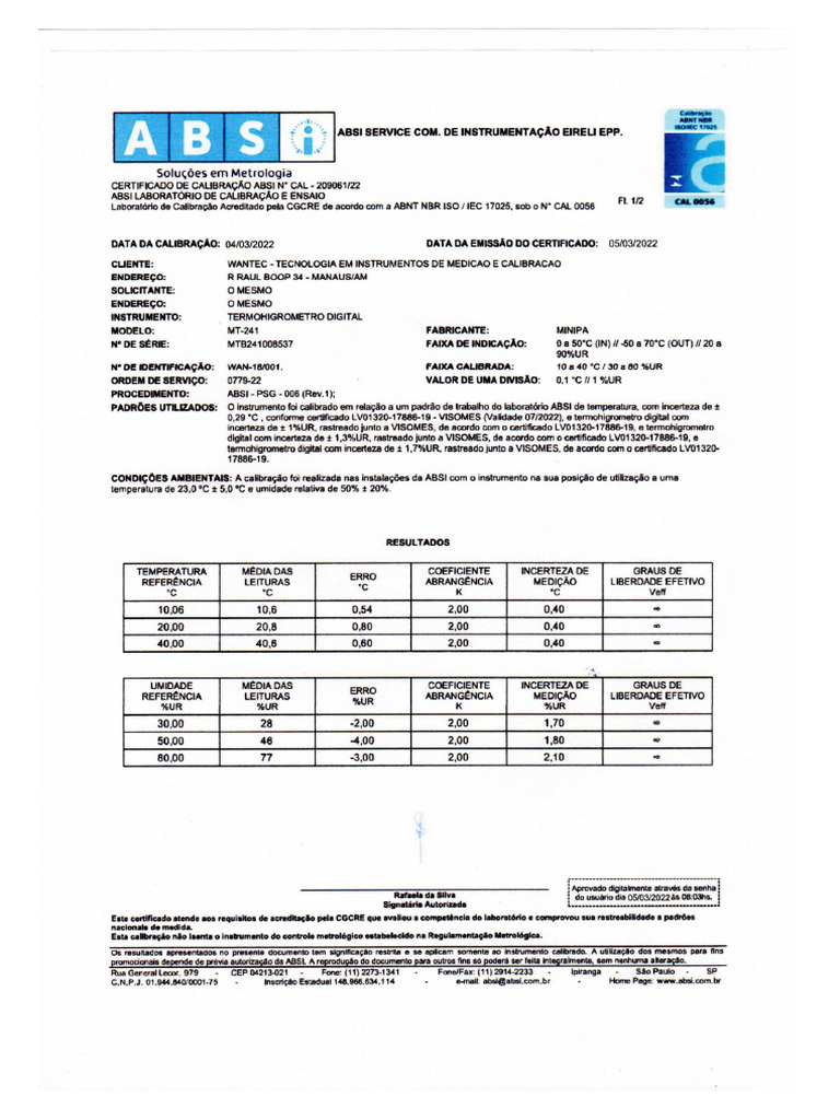 Termohigrometro Cal 209061 22. | PDF