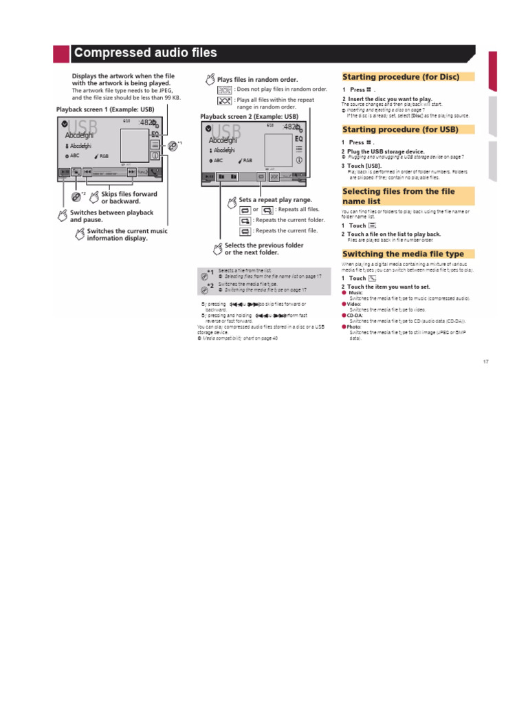Pioneer AVH-275BT Playback Guide | PDF | Computer File | Compact Disc