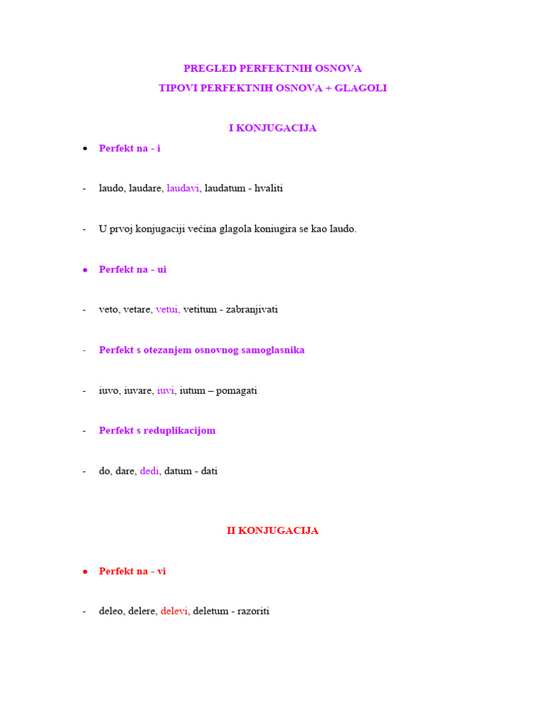 Pregled Perfektnih Osnova | PDF
