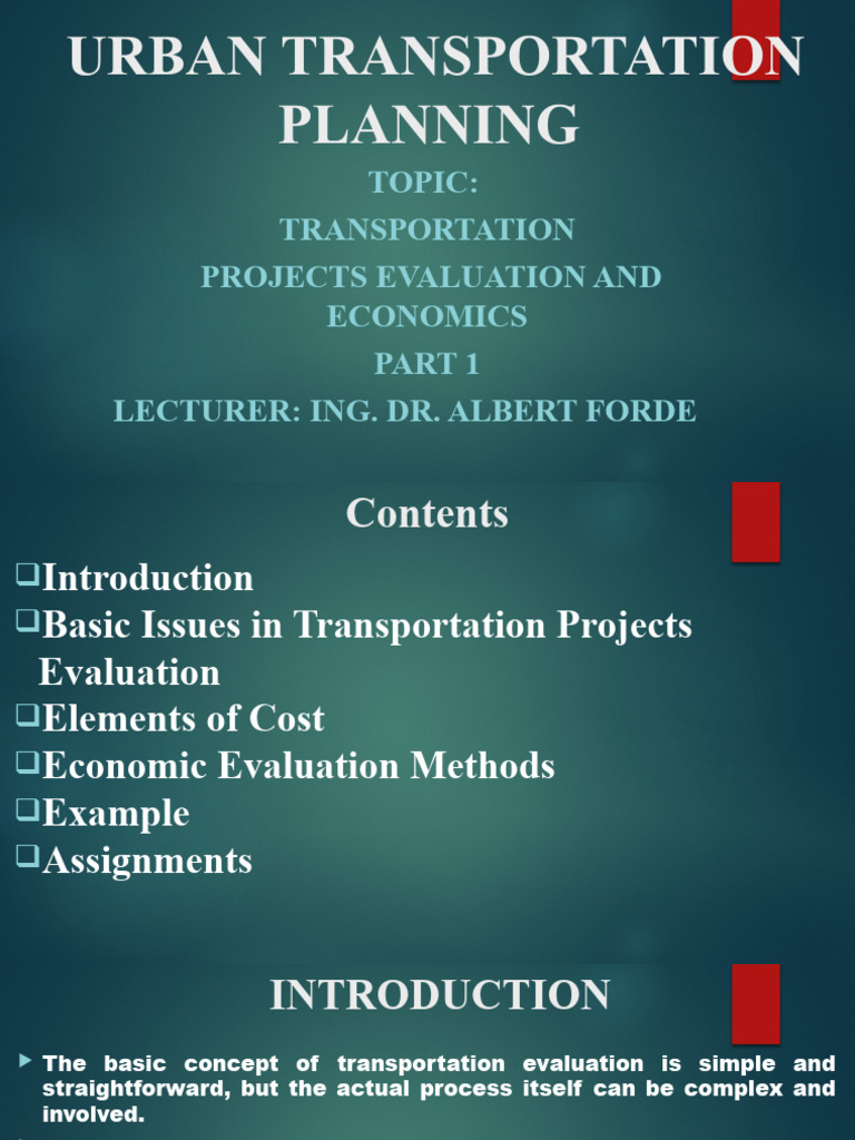 Transportation Project Evaluation Methods | PDF | Net Present Value ...