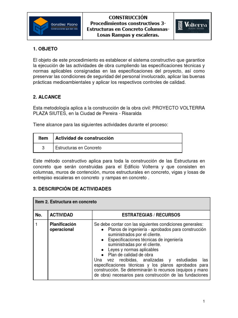 Procedimientos Constructivos 3-Estructuras en Concreto | PDF | Hormigón | Acero
