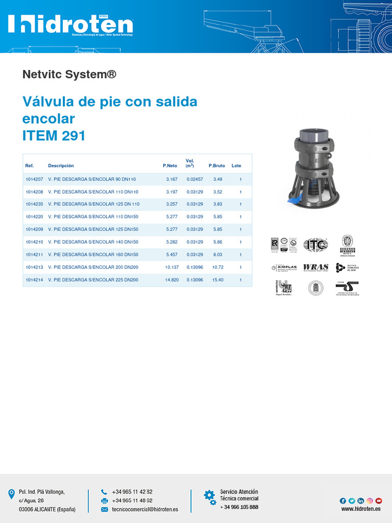 Hidroten_Prod-valvulas-de-aspiracion-netwell-valvula-de-pie-con-salida ...