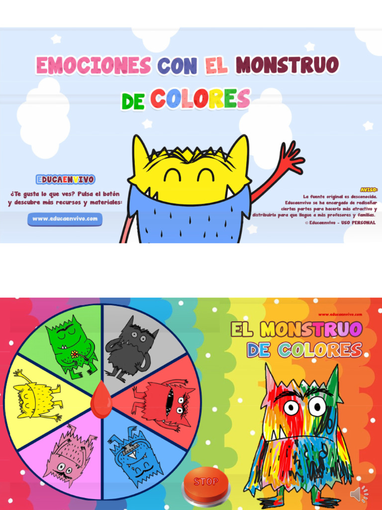 Ruleta de Las Emociones Monstruo de Colores - Educaenvivo | PDF
