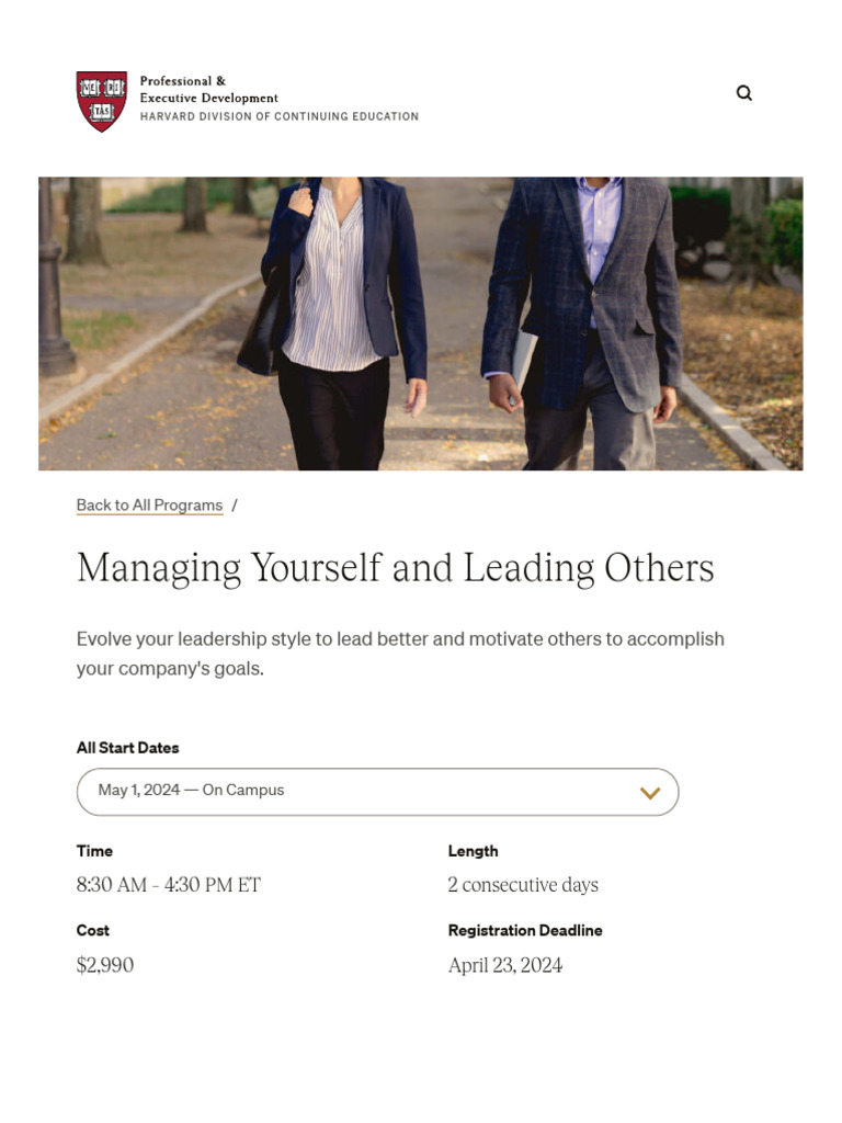 Managing Yourself and Leading Others - Professional & Executive ...
