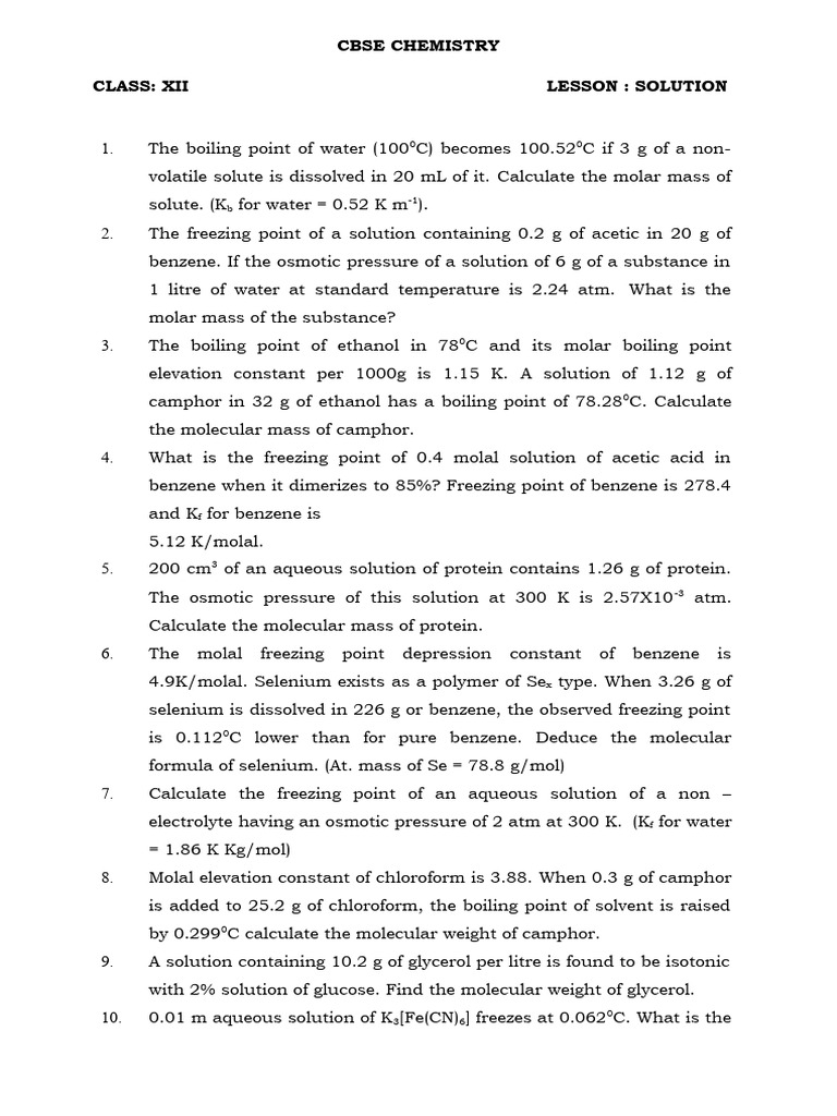 SOLUTION | PDF | Dissociation (Chemistry) | Acid