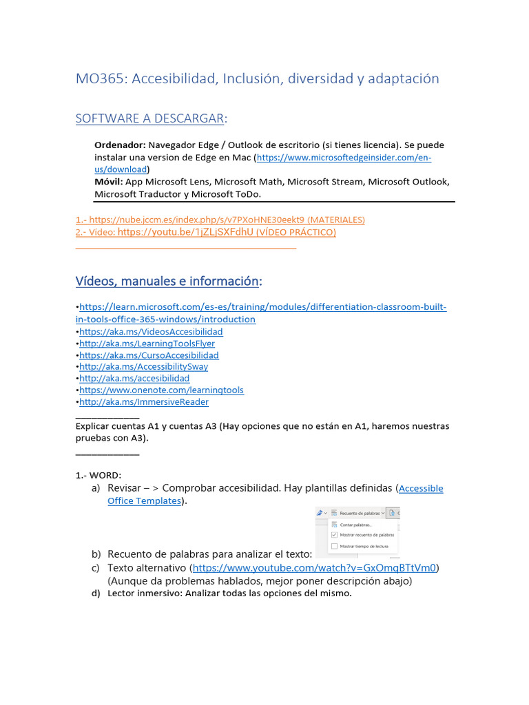 MO365 Inclusión | PDF | Microsoft Word | Microsoft Office