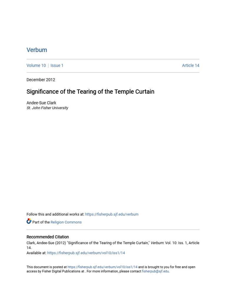Significance of the Tearing of the Temple Curtain | Download Free PDF ...