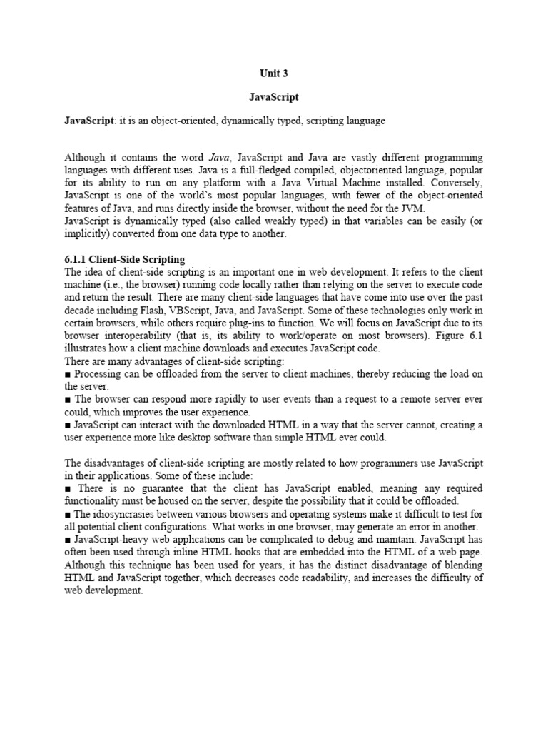 Wt Unit 3 Notes Pdf Java Script Ajax Programming 6058