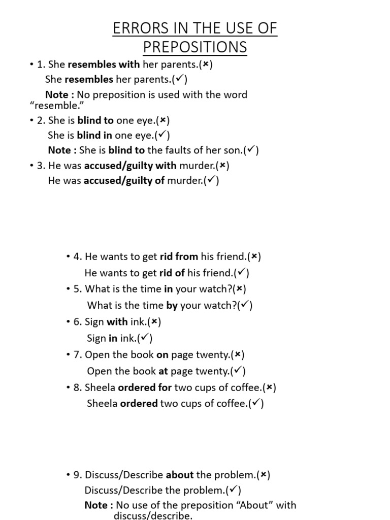 Common Preposition Errors | PDF