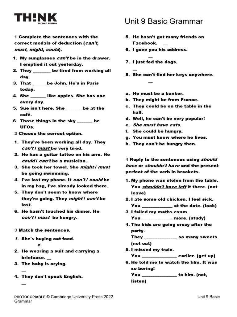 Thk2e BrE L3 Grammar Basic Unit 9 | PDF