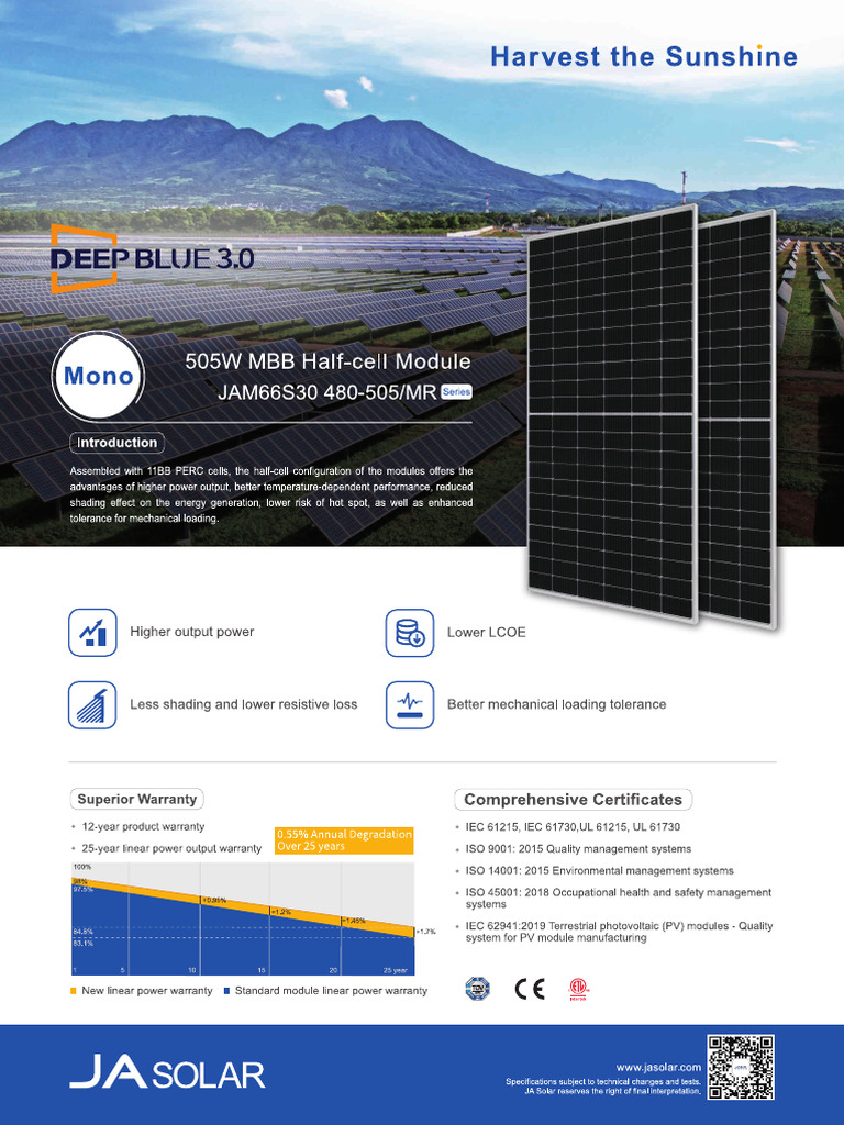 Ficha Tecnica Panel Solar 500W | PDF