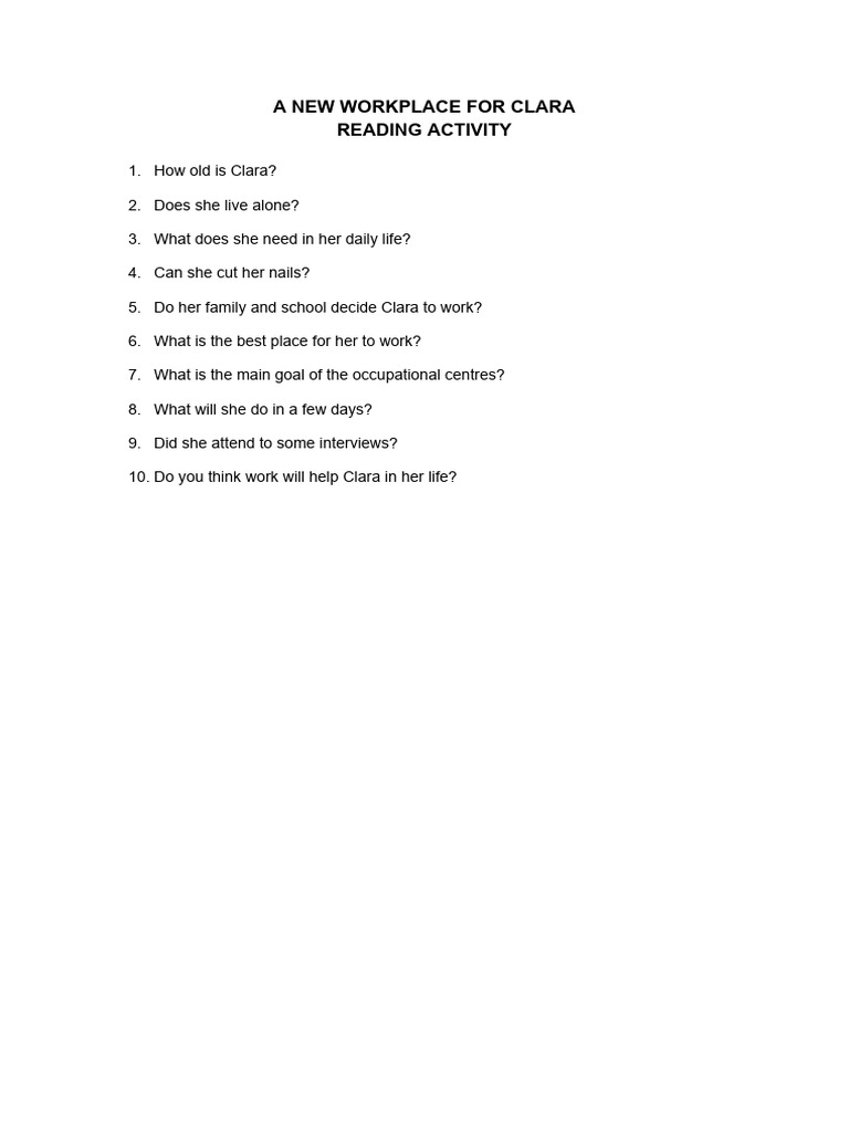 A New Workplace For Clara | PDF