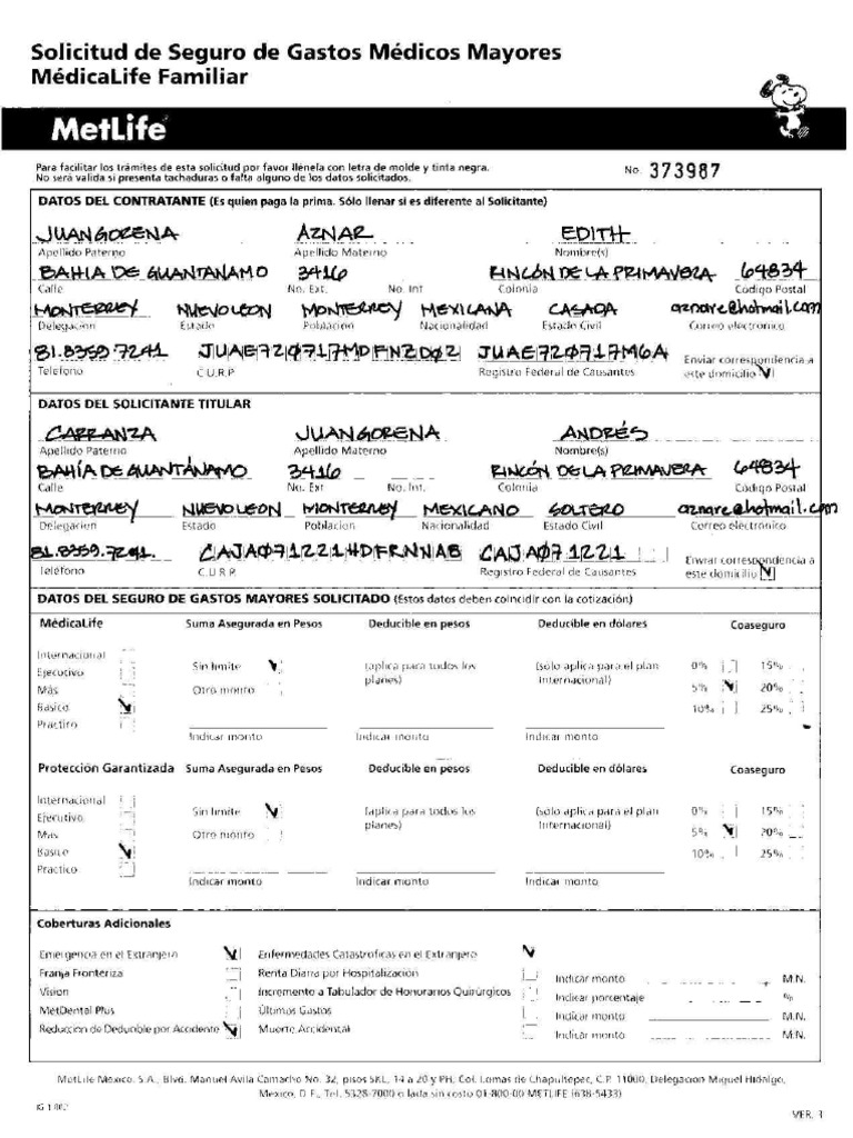 Póliza GMM Andres Carranza Juangorena | PDF