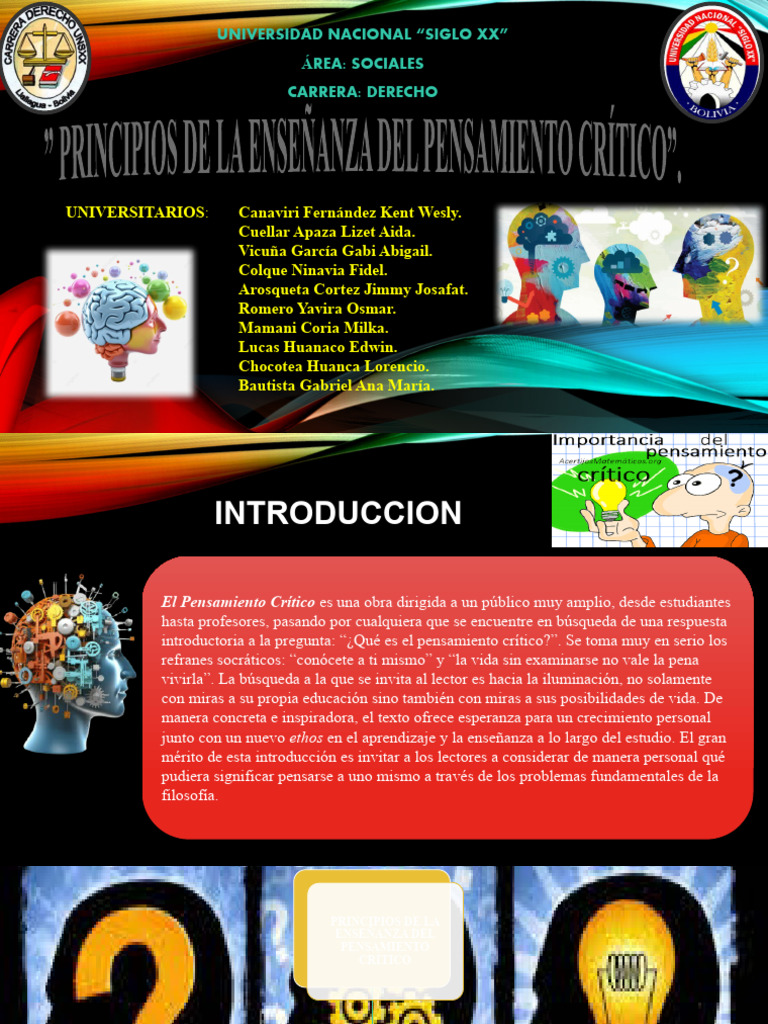 Diapositivas Pensamiento Critico | PDF | Enseñando | Pensamiento