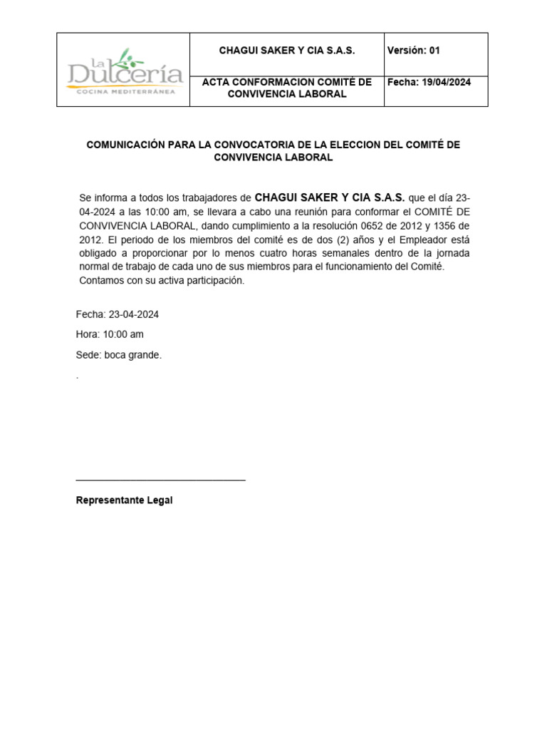 Acta Conformacion COCOLAB - 2024 | PDF | Gobierno