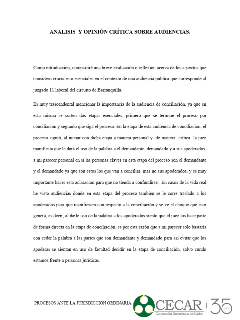 Analisis Critico. Martin Anaya Ddo Dcho Laboral | PDF | Ley procesal | Juez