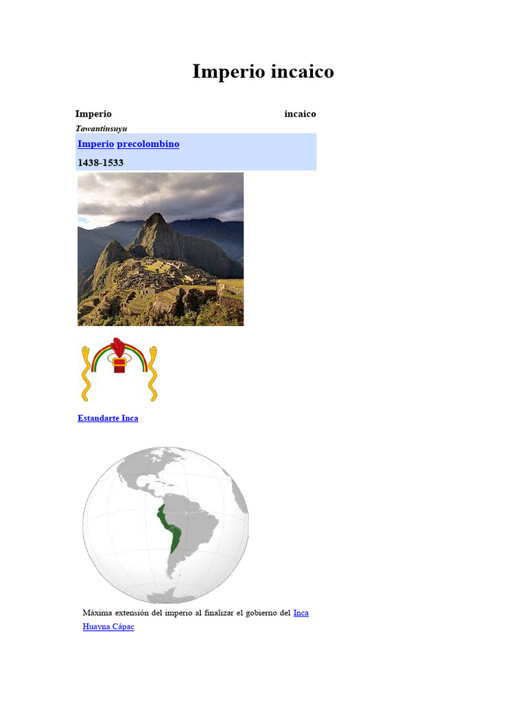 Imperio Incaico | PDF | Imperio Inca | Andes