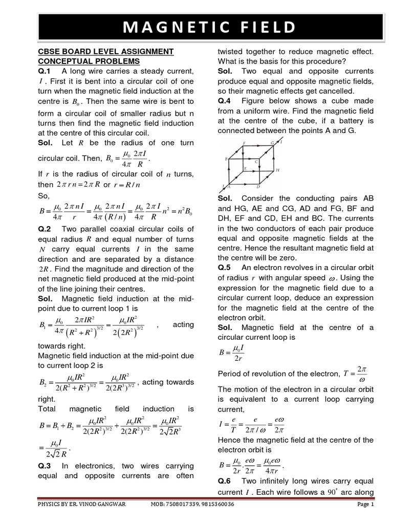 Magnetic Field (Board Assignment) | PDF | Inductor | Magnetic Field