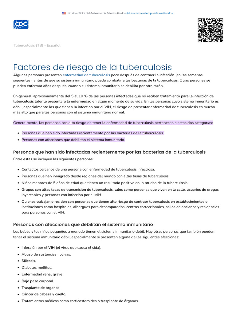 Factores de Riesgo de La Tuberculosis - Datos Básicos Sobre La ...